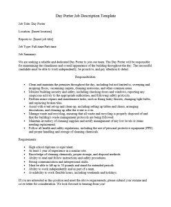 The Role of a Day Porter Job Description, Responsibilities ...