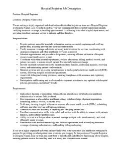Hospital Registrar Job Description: Duties, Responsibilities ...
