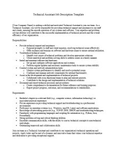 The Role of a Technical Assistant Job Description, Responsibilities ...