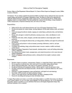 The Role of an Editor-in-Chief Job Description, Responsibilities, and ...