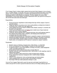 The Role of a Media Manager Job Description: Responsibilities ...