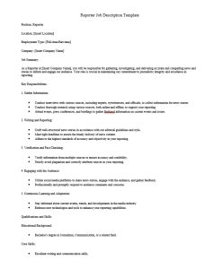 The Role of a Reporter Job Description: Responsibilities, Requirements ...