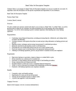 Understanding the Role of a Bank Teller Job Description ...